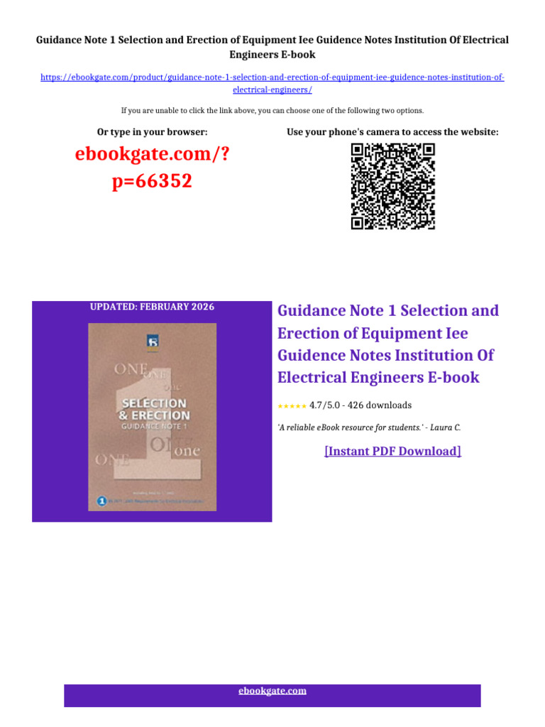Guidance Note 1 Selection and Erection of Equipment Iee Guidence Notes ...