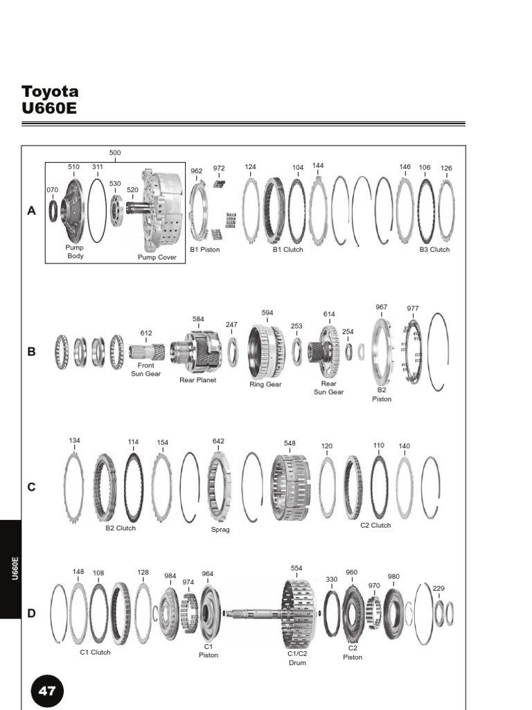 Toyota U660 Transmission Exploded View | PDF | Mechanical Engineering ...