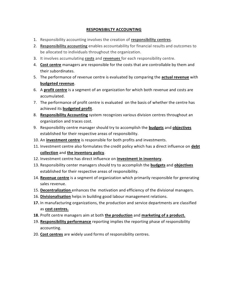 Overview of Responsibility Accounting | PDF | Career & Growth