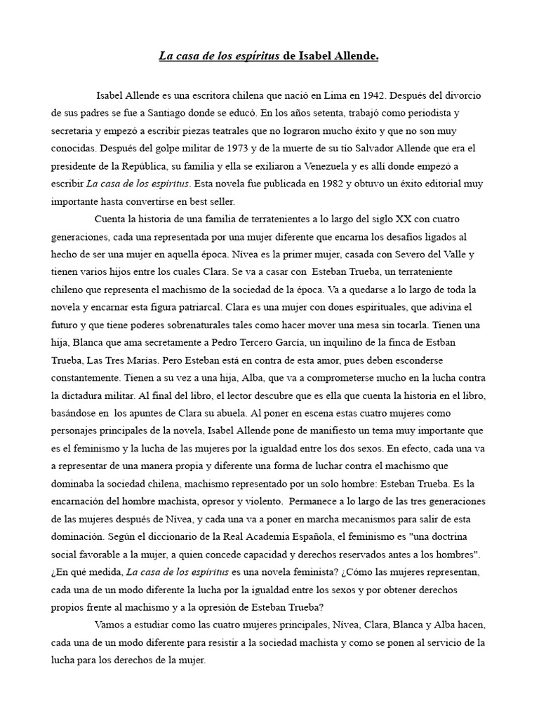 La_casa_de_los_espiritus_de_Isabel_Allen | PDF