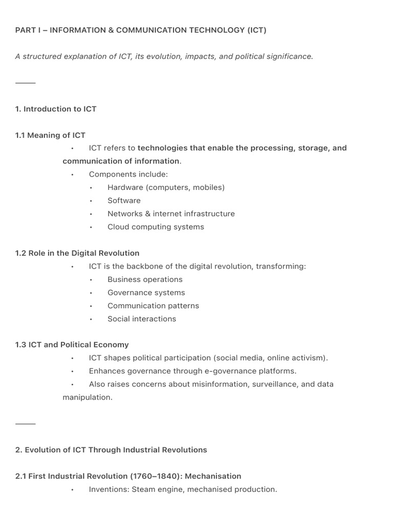 Part i – Information & Communication Technology (Ict) | PDF | Internet ...