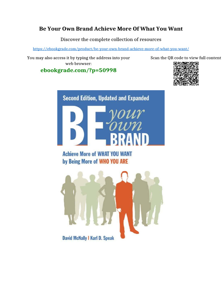 Be Your Own Brand Achieve More of What You Want online reading | PDF ...