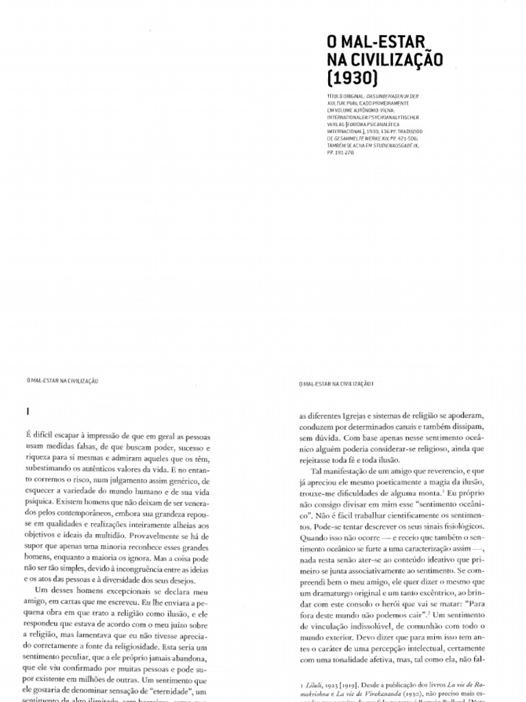 FREUD Sigmund O Mal Estar Na Civilizacao | PDF