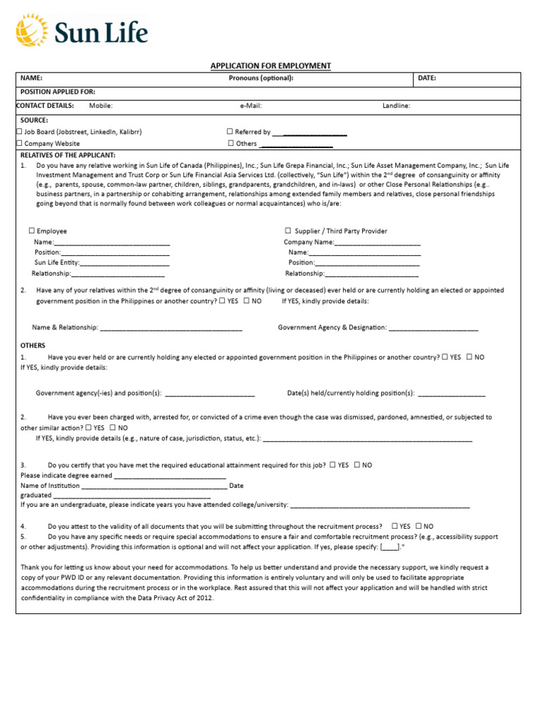 Sunlife Application Form | PDF | Family | Justice