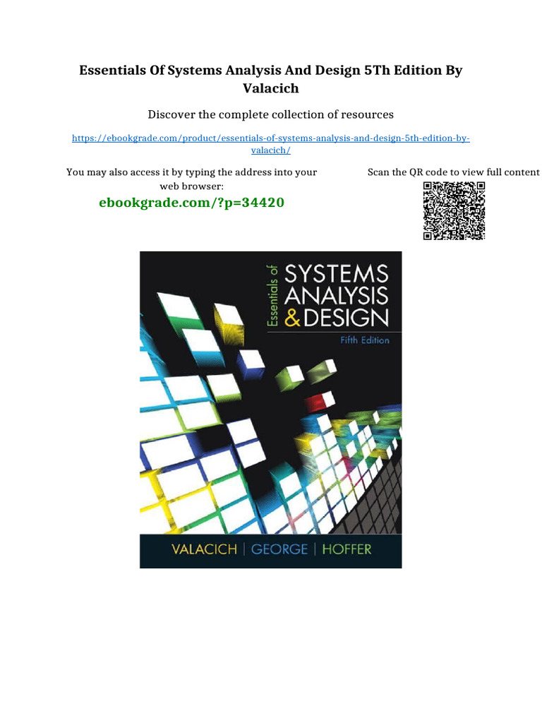 Essentials of Systems Analysis and Design 5th Edition by Valacich ...