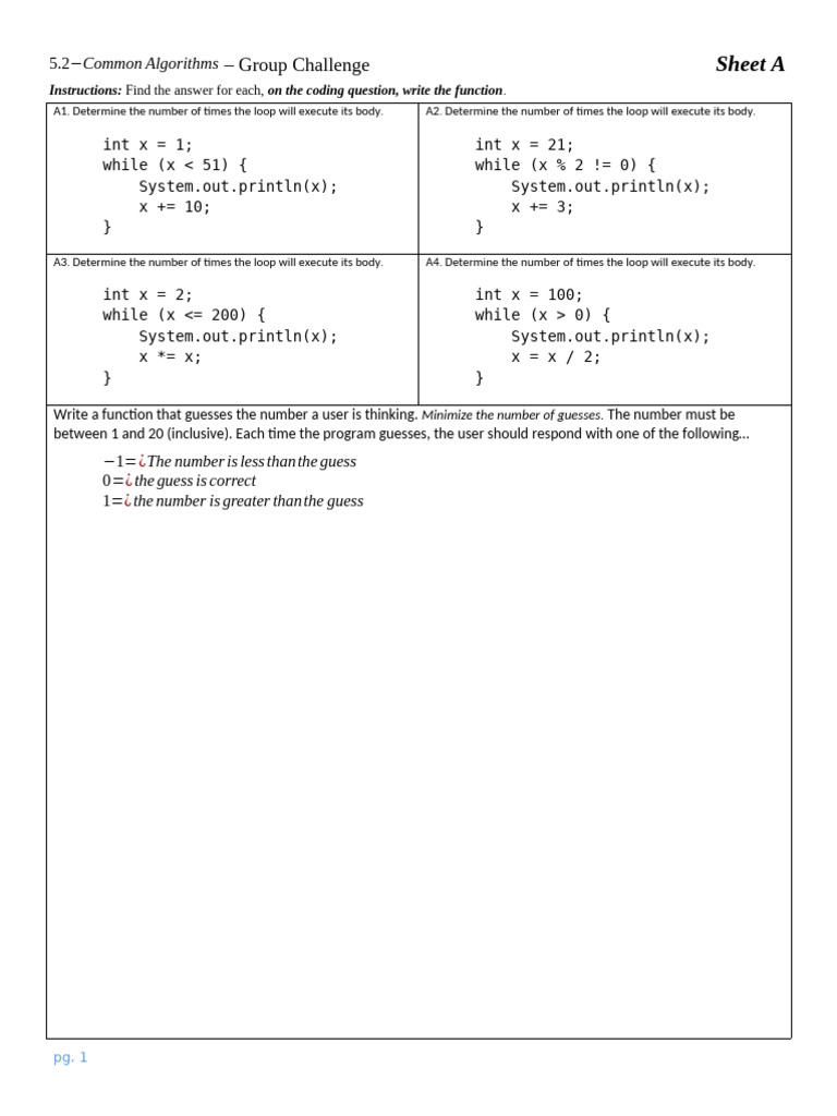 5.2 - Common Algorithms - Group Challenge | PDF