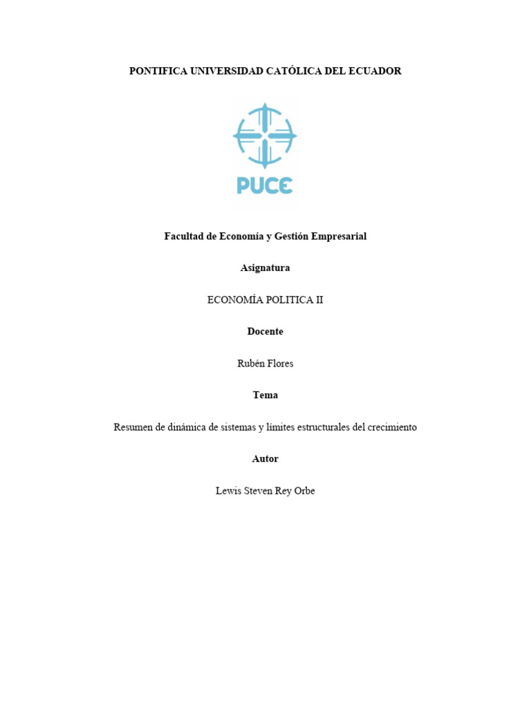 Resumen Dinámica de Sistemas y Límites Estructurales Del Crecimiento ...