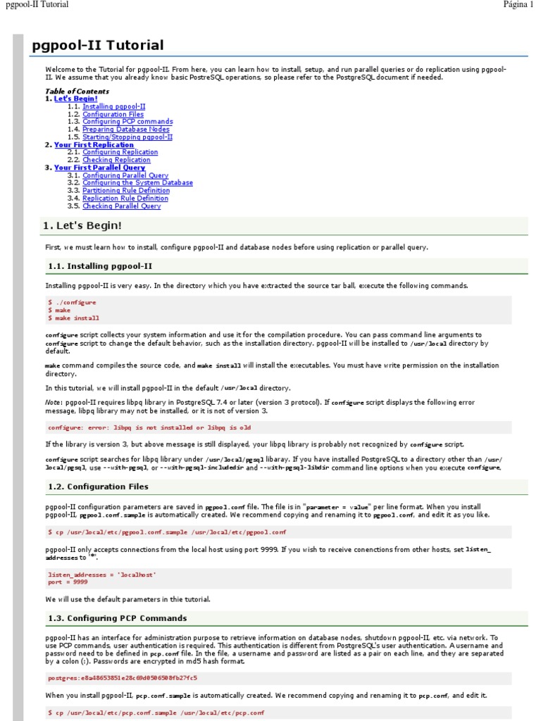 Pgpool II Tutorial | PDF | Postgre Sql | Sql