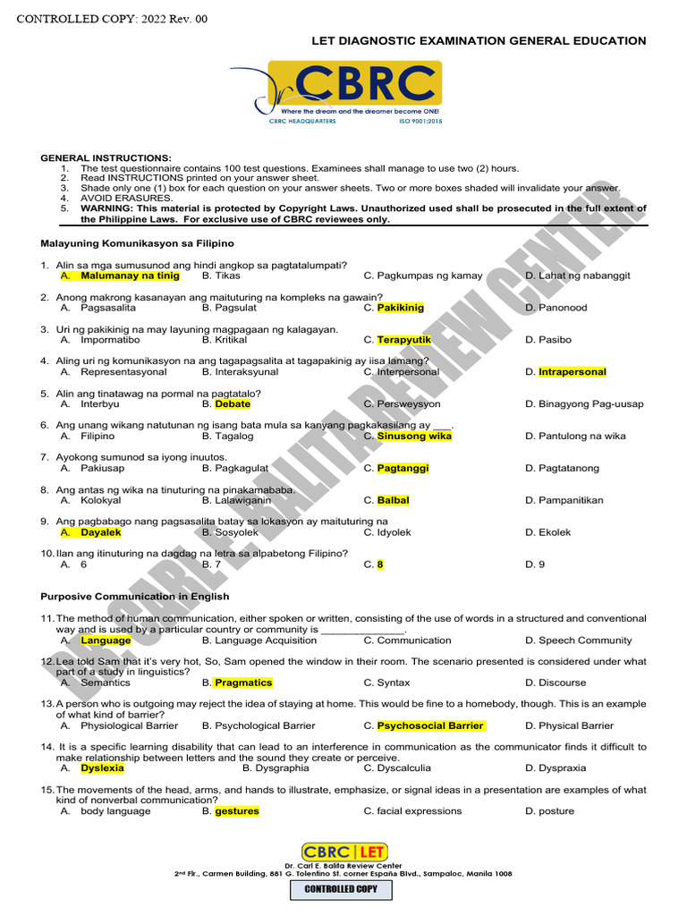 Ak March 2023 DX General Education | PDF | Self | Communication