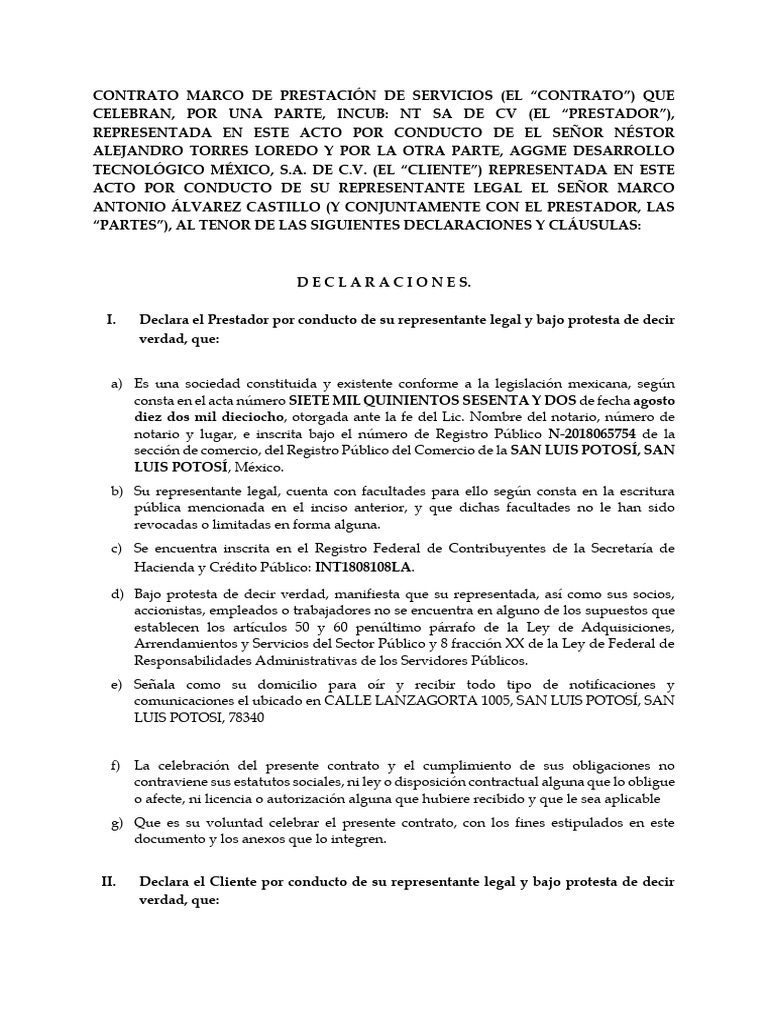 Contrato Marco de Prestacion de Servicios Proyecto Mty Inteligente ...