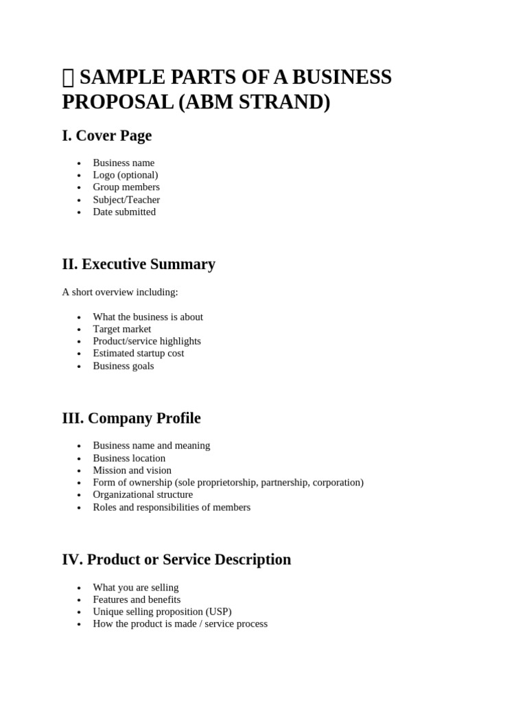 Parts of A Business Proposal | PDF | Business | Pricing