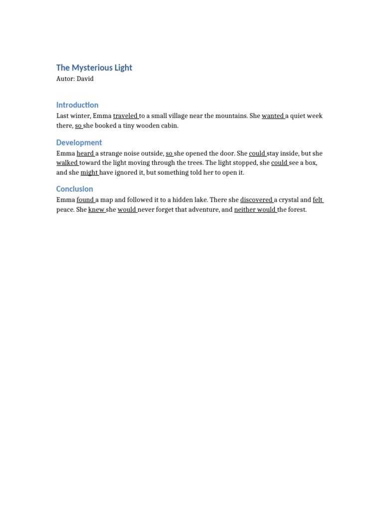 The Mysterious Light English With Sections David | PDF