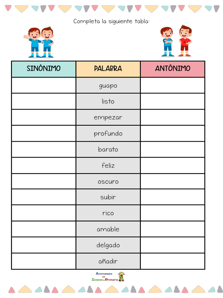 Antonimo y Sinonimo de Una Palabra | PDF