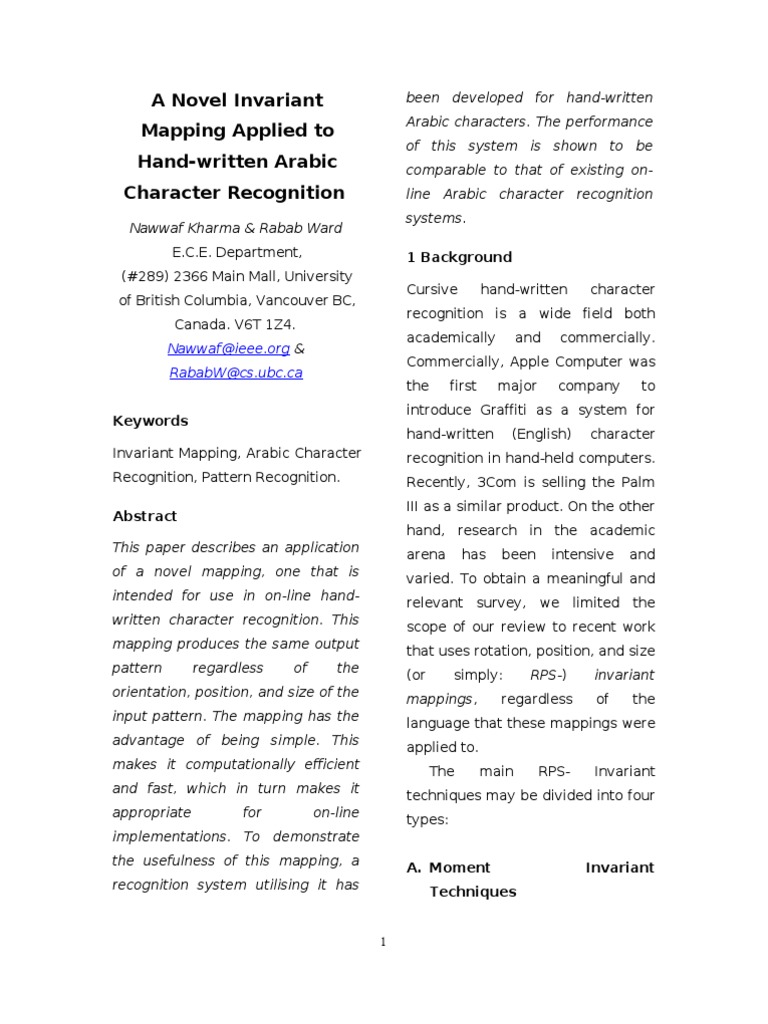 A Novel Invariant | PDF | Optical Character Recognition | Angle