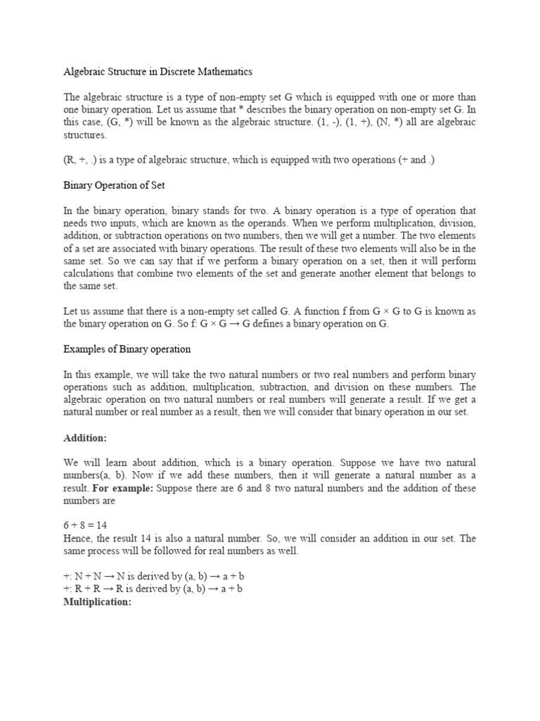 Algebraic Structure in Discrete Mathematics | PDF | Group (Mathematics ...