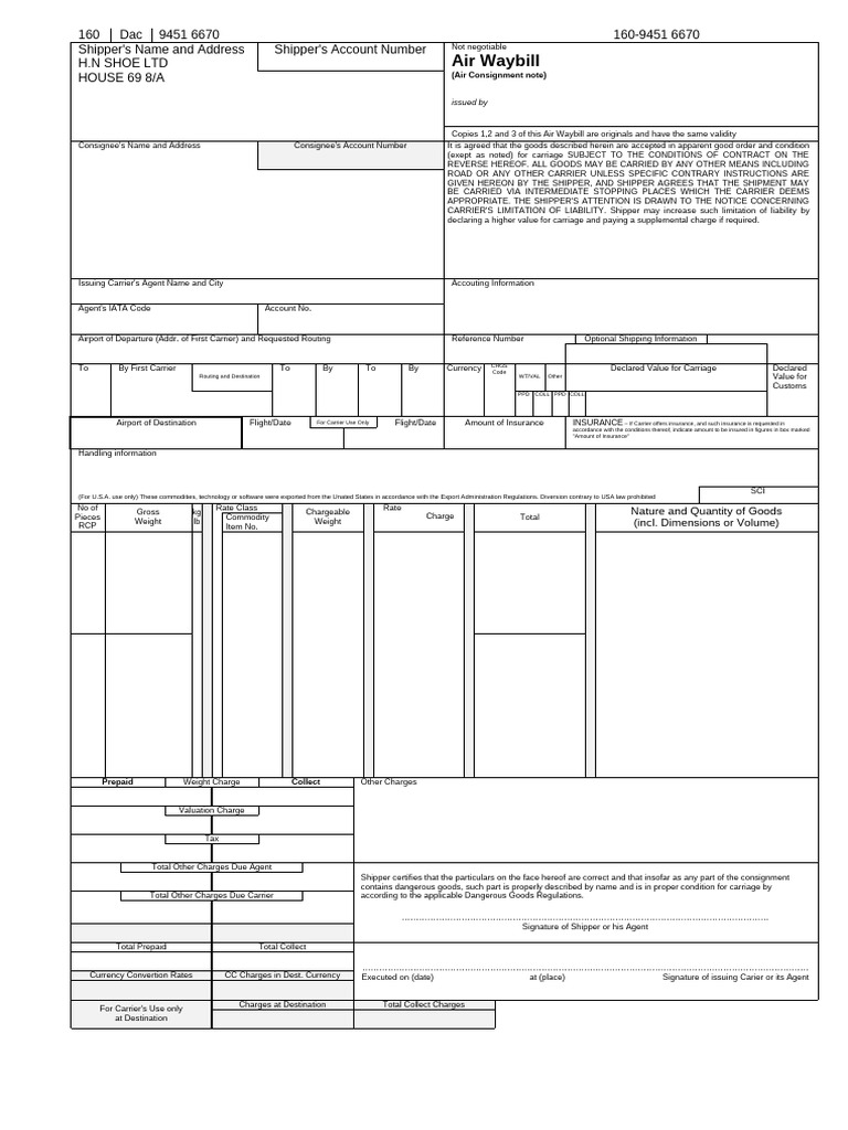 Awb Format | PDF
