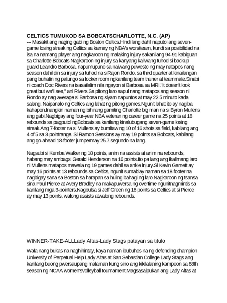Balitang Sports | PDF