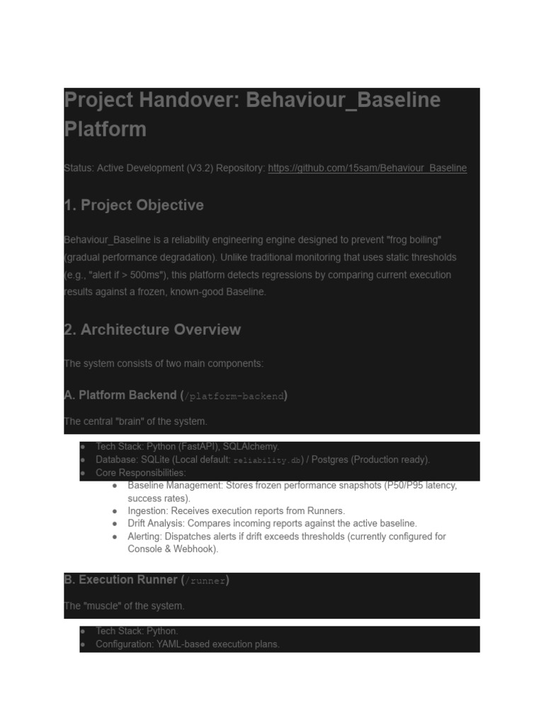 Project Handover - Behaviour - Baseline Platform | PDF | Software ...