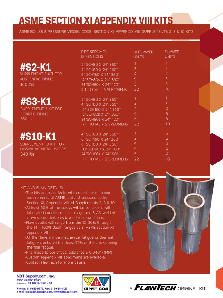 FlawTech ASME Sec XI Appendix VIII Kits | PDF | Boiler | Materials