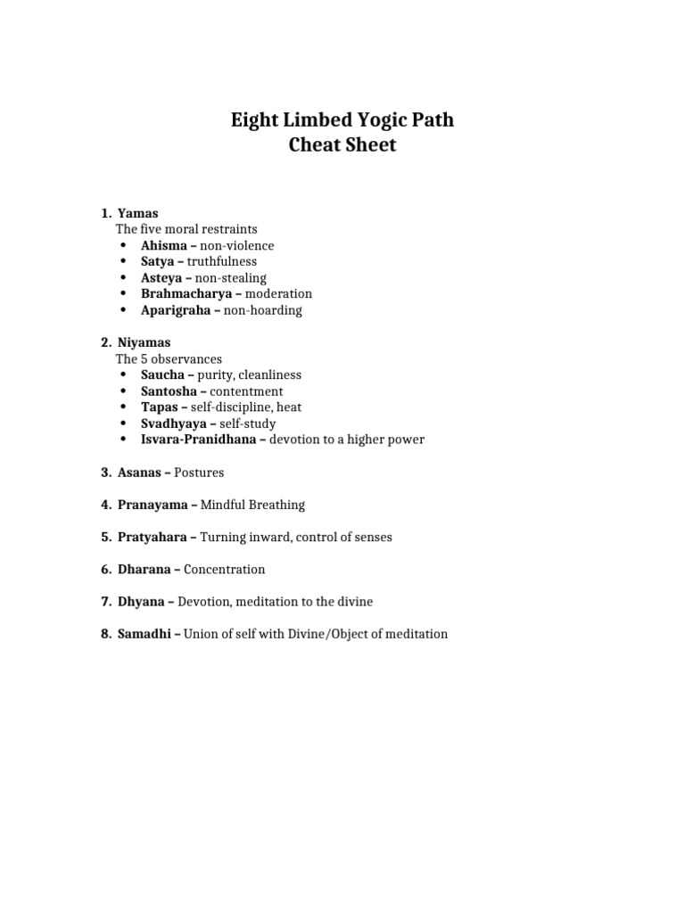 8 Limbs Cheat Sheet | PDF