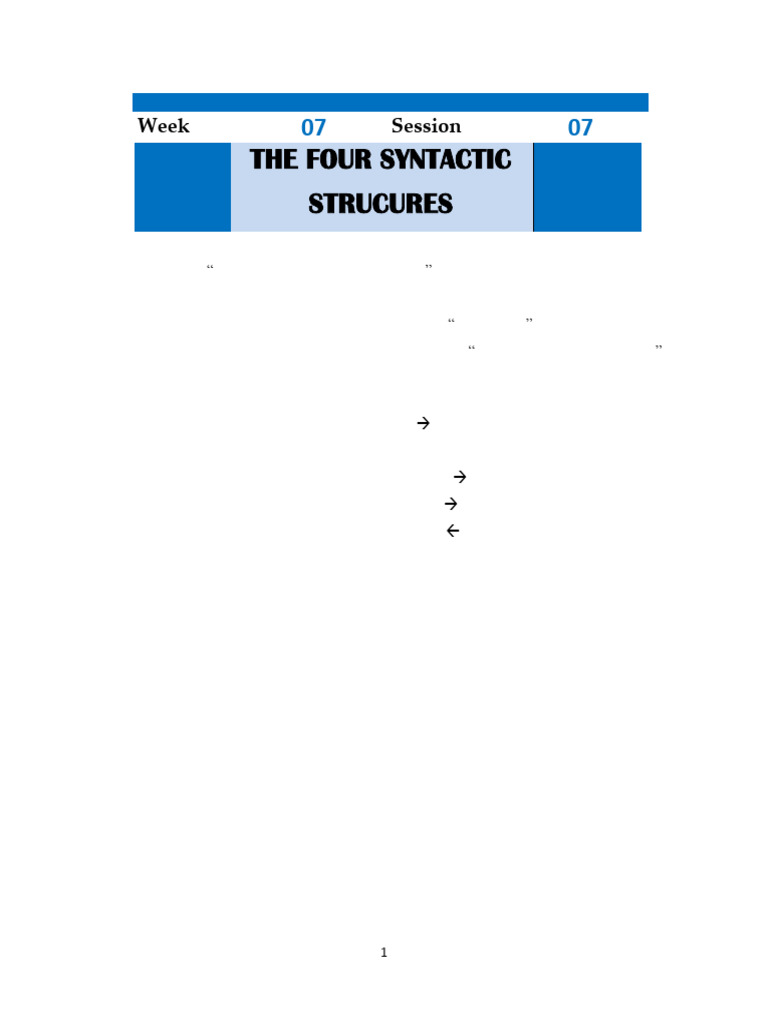 Week 07 Session 07 The 4 Syntactic Structures | PDF | Syntax | Language ...
