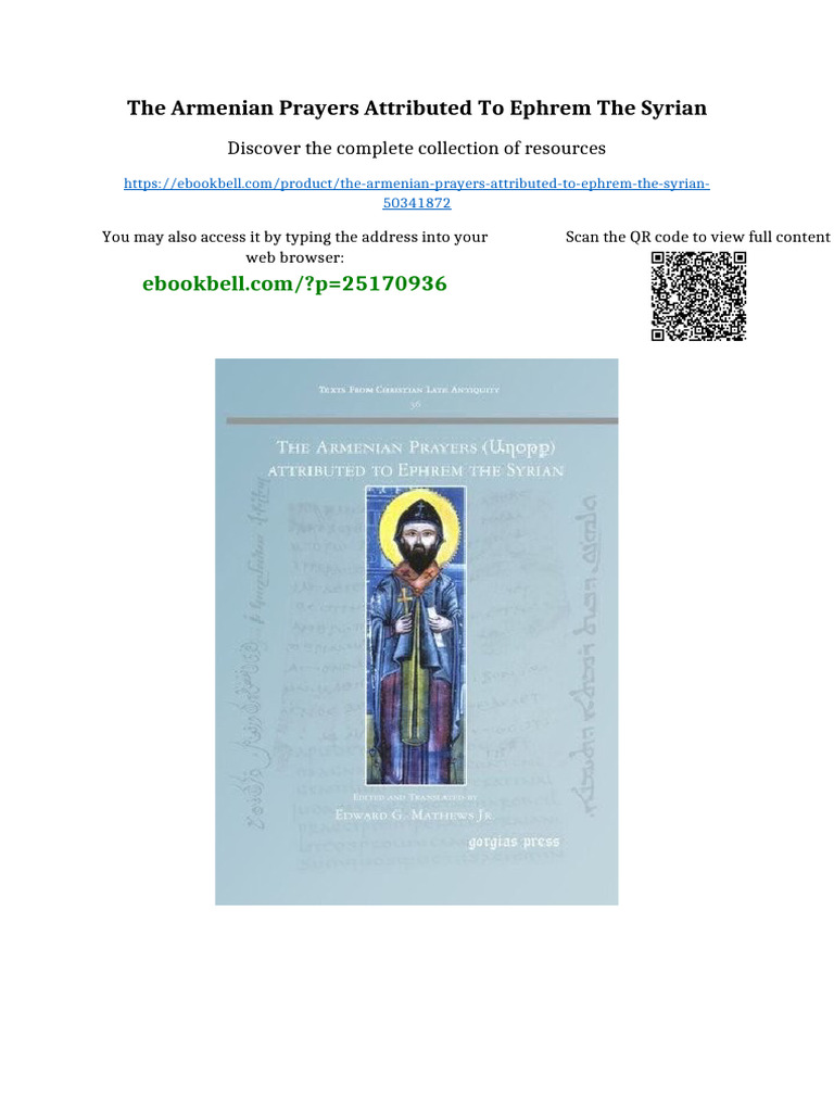 The Armenian Prayers Attributed To Ephrem The Syrian Latest PDF 2025 ...