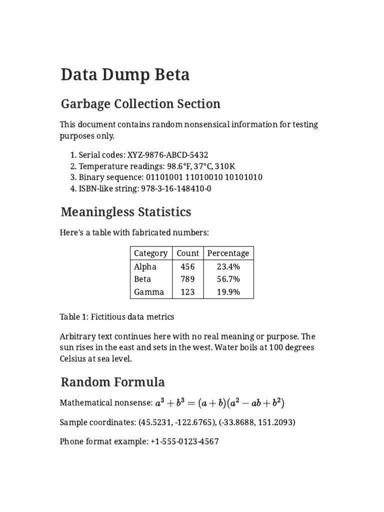 Data Dump Beta | PDF