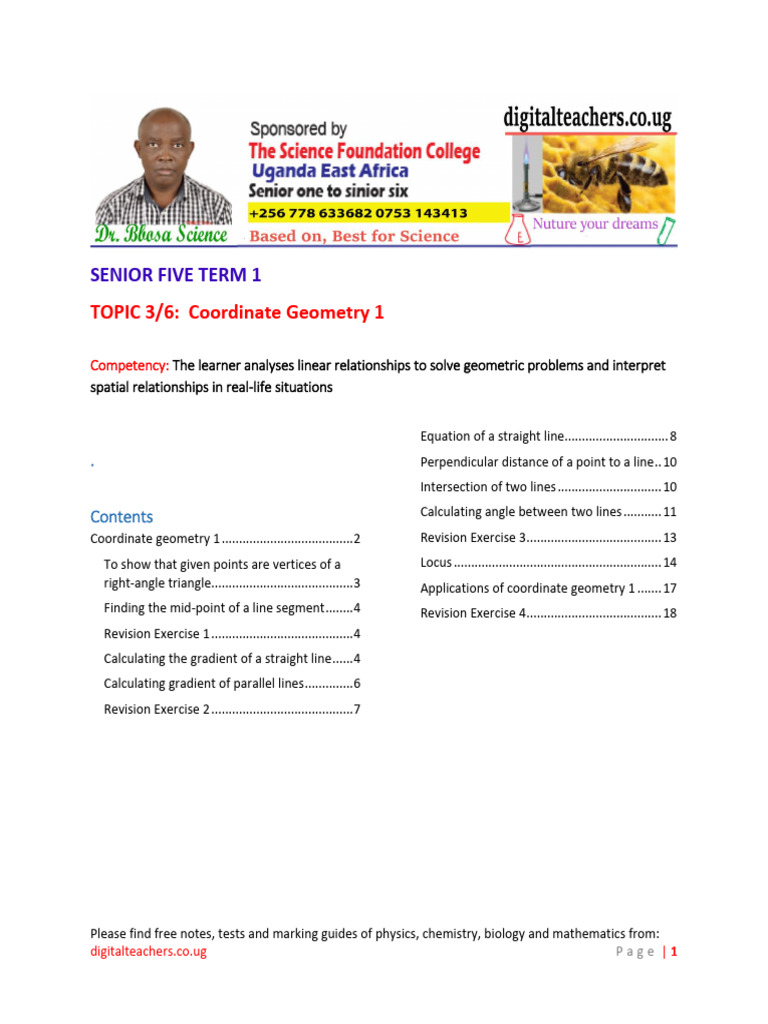 A Level New Curriculum Mathematics SV Topic 3 Coordinate Geometry 1 ...