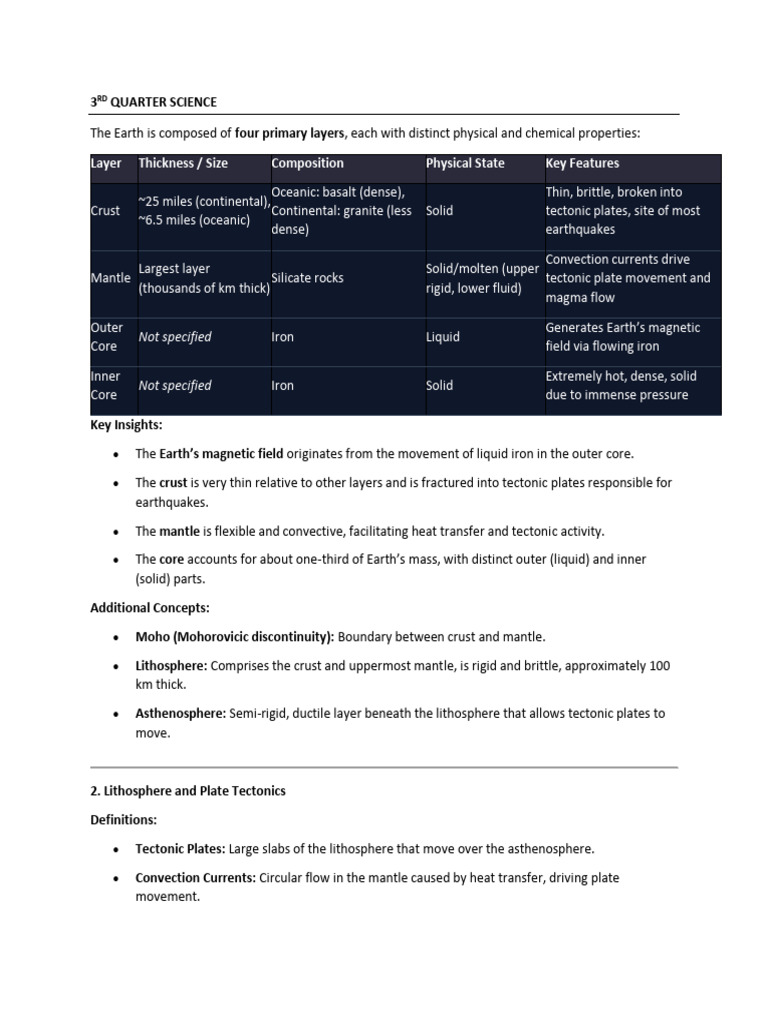 3rd Quarter Science Summarized | PDF | Volcano | Lava
