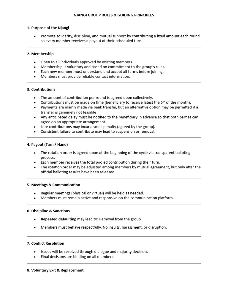 FY2026Njangi Guiding Principles | PDF