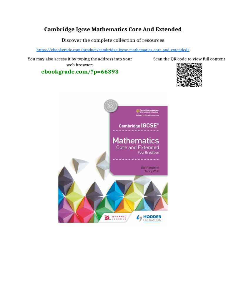 Cambridge IGCSE Mathematics Core and Extended Updated 2025 | PDF ...