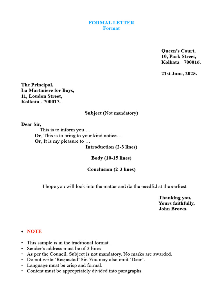 Letter Writing - Format | PDF