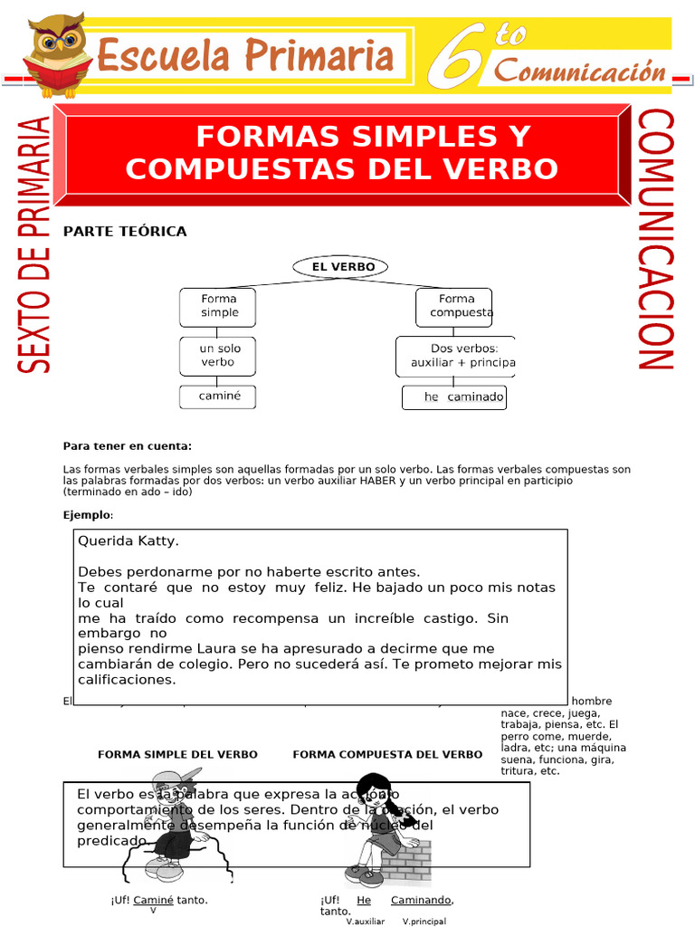Forma Simple y Compuesta Del Verbo para Sexto de Primaria | PDF | Verbo ...