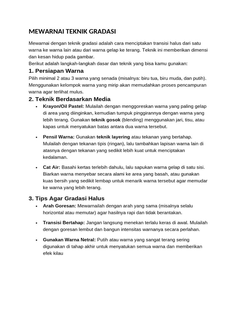 Mewarnai Teknik Gradasi | PDF