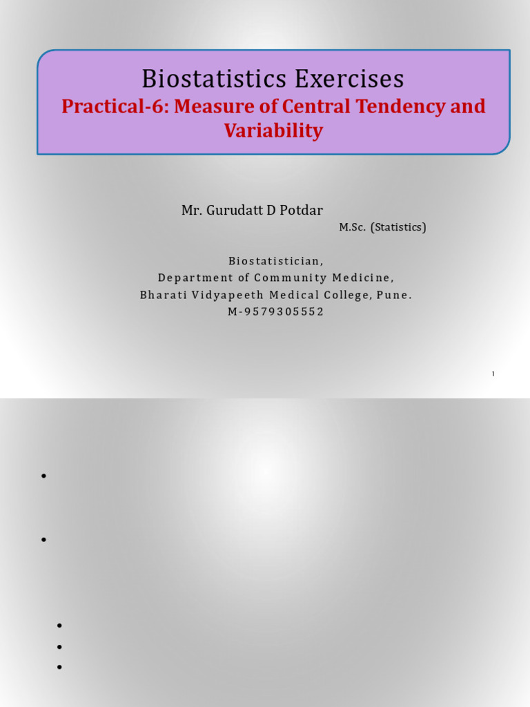 6 Measures of Central Tendancy and Dispersion GP | PDF | Mode ...