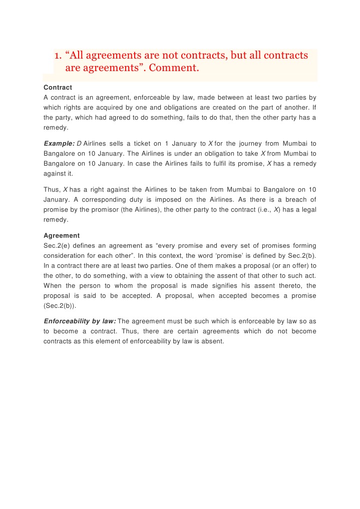 Ans All Agreements Are Not Contracts | PDF