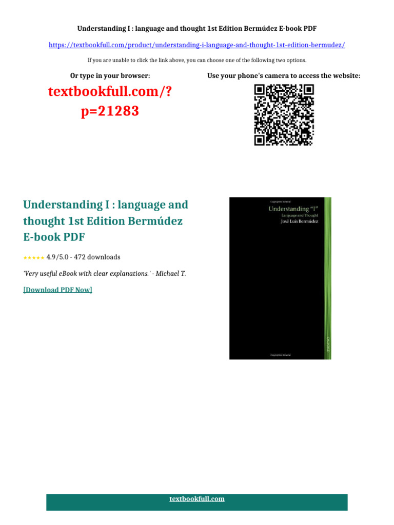 Understanding I : language and thought 1st Edition Bermúdez eBook fresh ...
