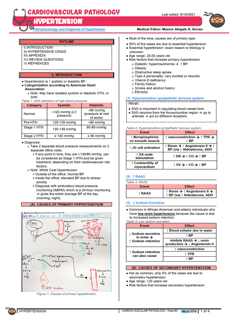 Pathophysiology and Diagnosis of Hypertension Atf | PDF | Hypertension ...