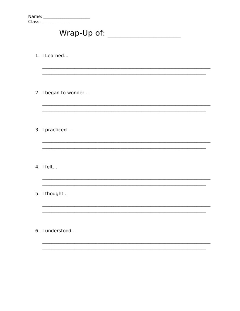 Lesson Wrap-Up Reflection Template | PDF | Career & Growth