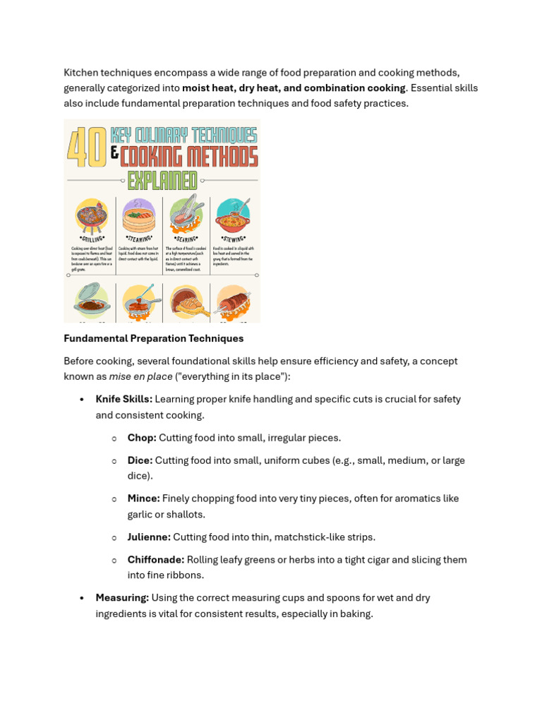 Kitchen Techniques Encompass A Wide Range of Food Preparation and ...