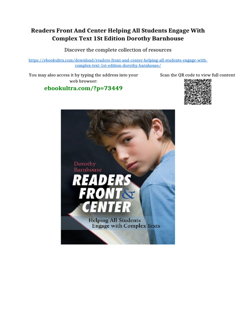 Readers Front and Center Helping All Students Engage with Complex Text ...