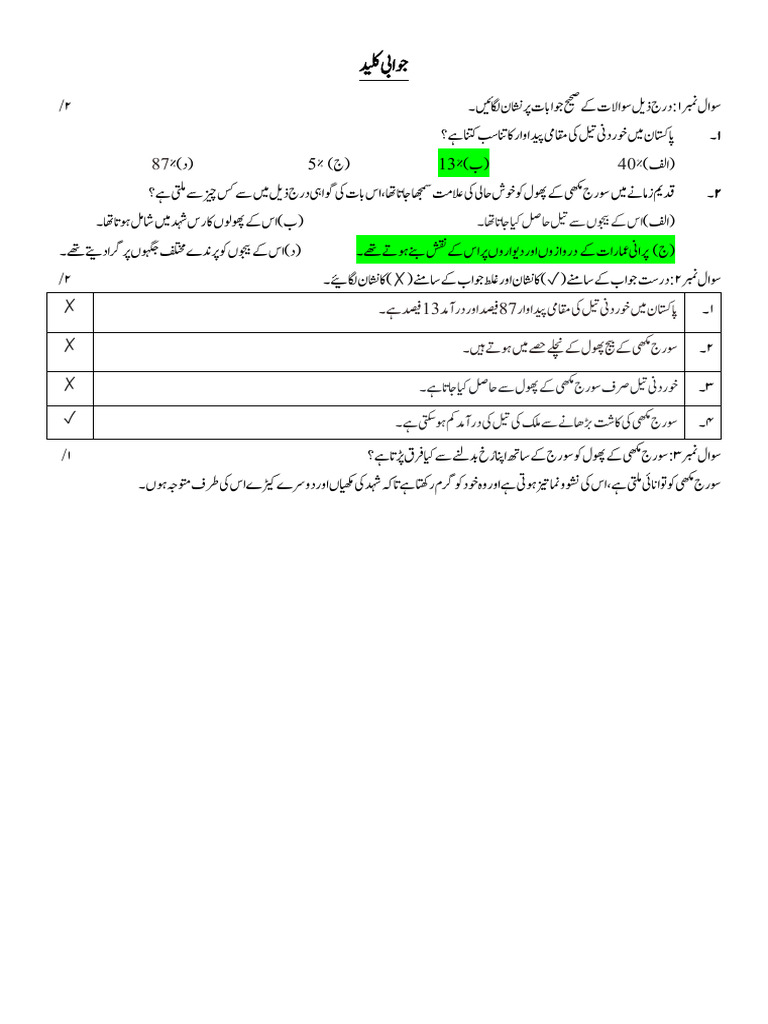 Shaneed Ans Key | PDF