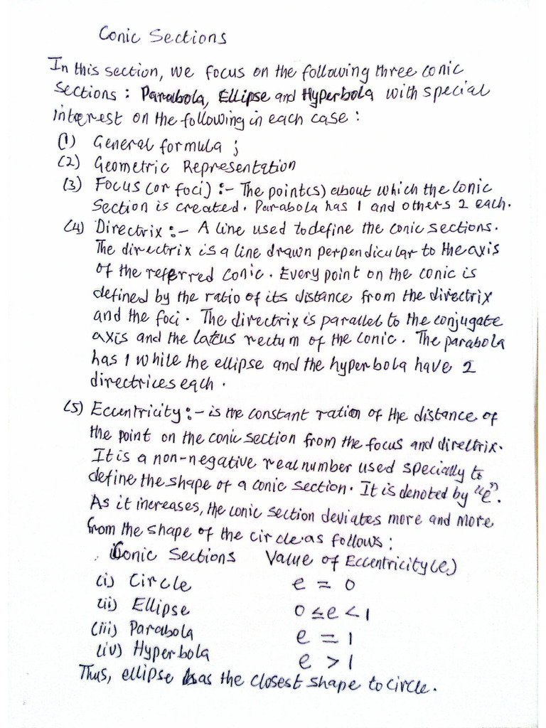 MTH 103 Conic Section (1) | PDF