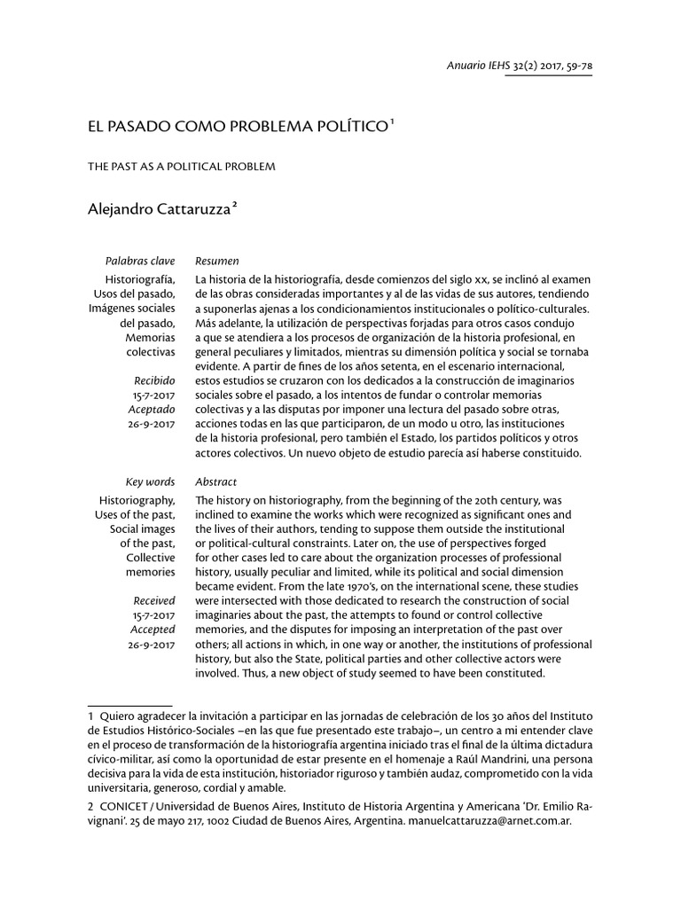 CATTARUZZA El pasado como problema político | PDF | Historiografía ...