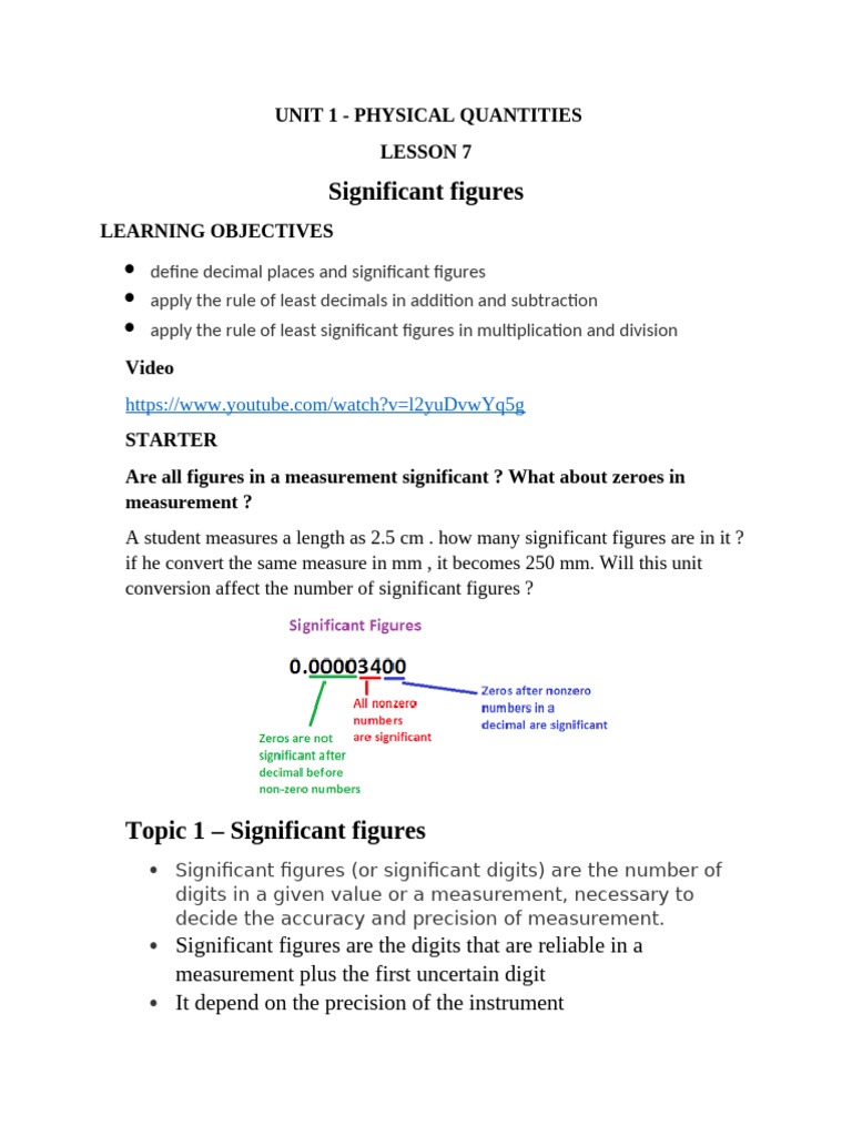 LESSON 7 - Significant Figures | PDF | Significant Figures | Mathematics