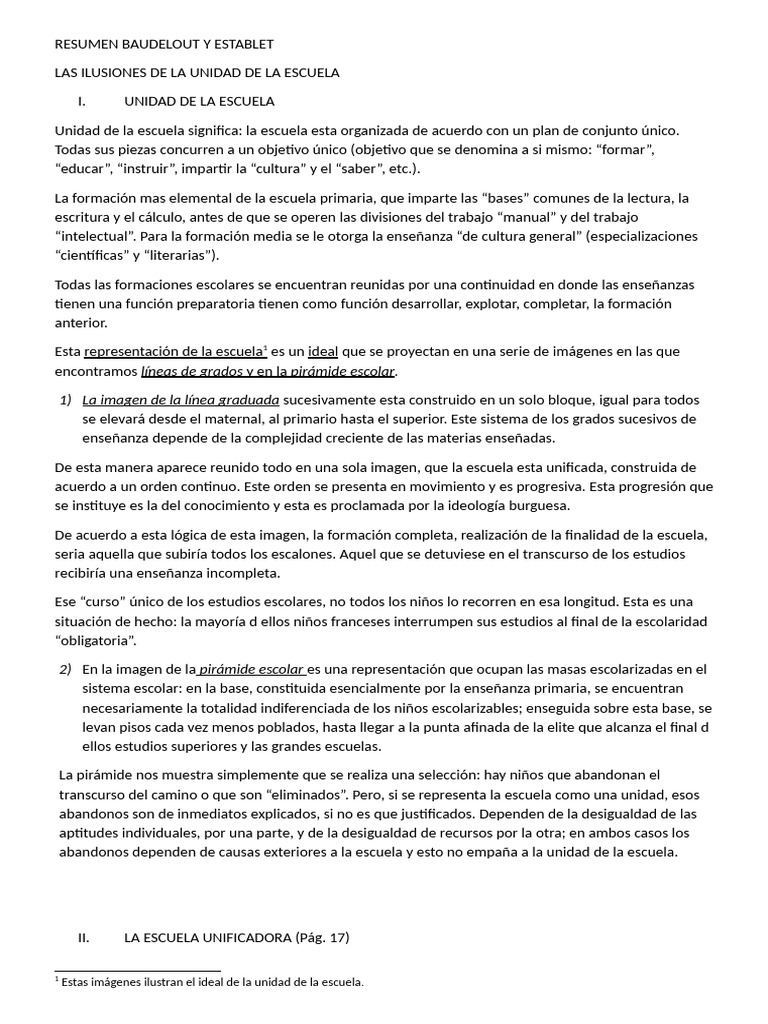 Resumen Baudelout y Establet | PDF | Escuelas | Ideologías