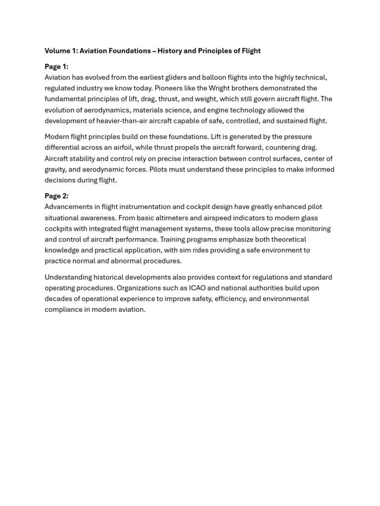 Aviation Foundations - History and Principles of Flight | PDF