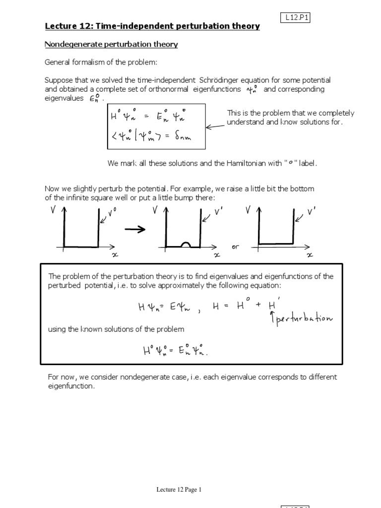 Nondegenerate Perturbation Theory: General Formalism and First-Order Corrections to Energy ...