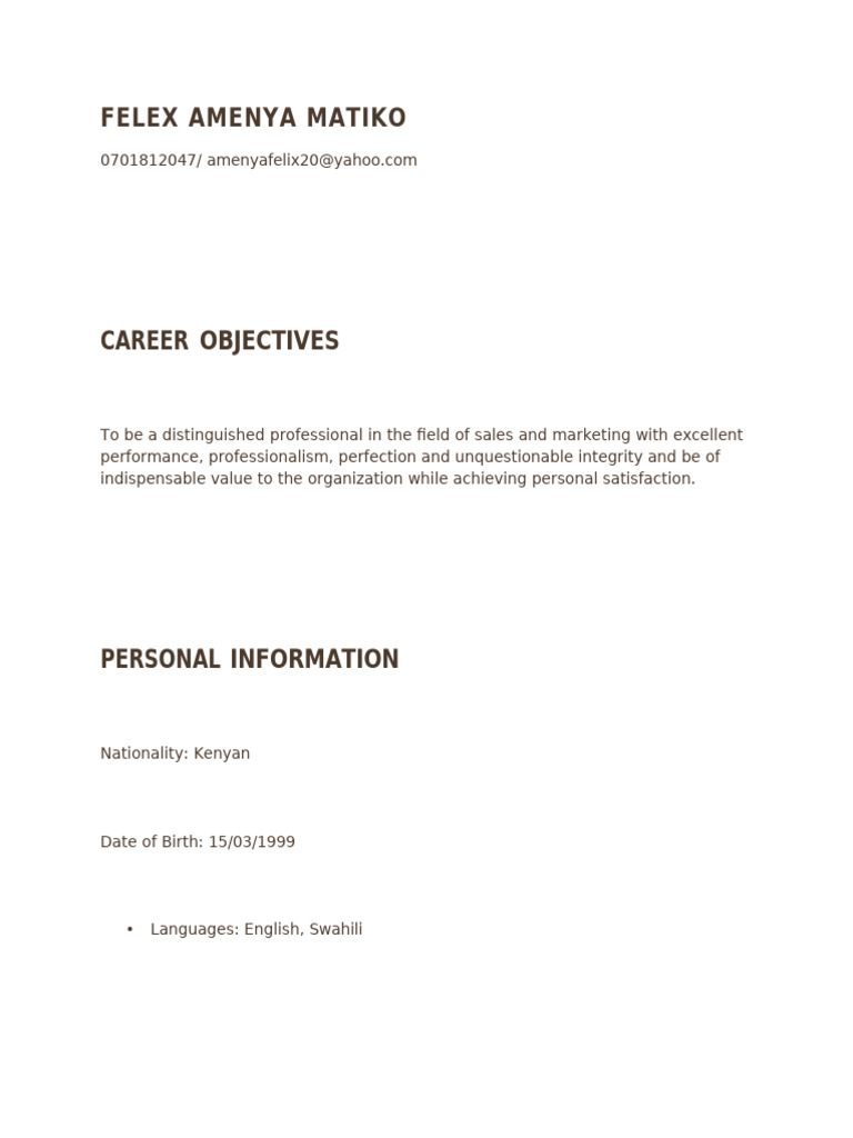 Felex CV | PDF