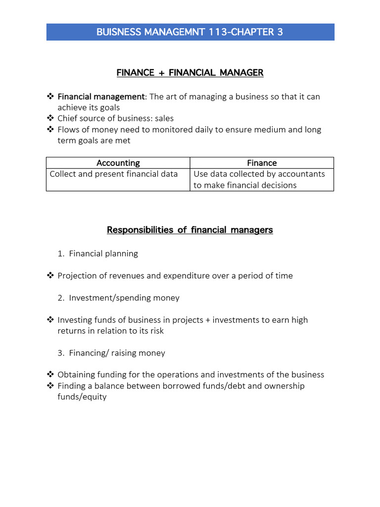 BusMan 113 - FINANCE | PDF